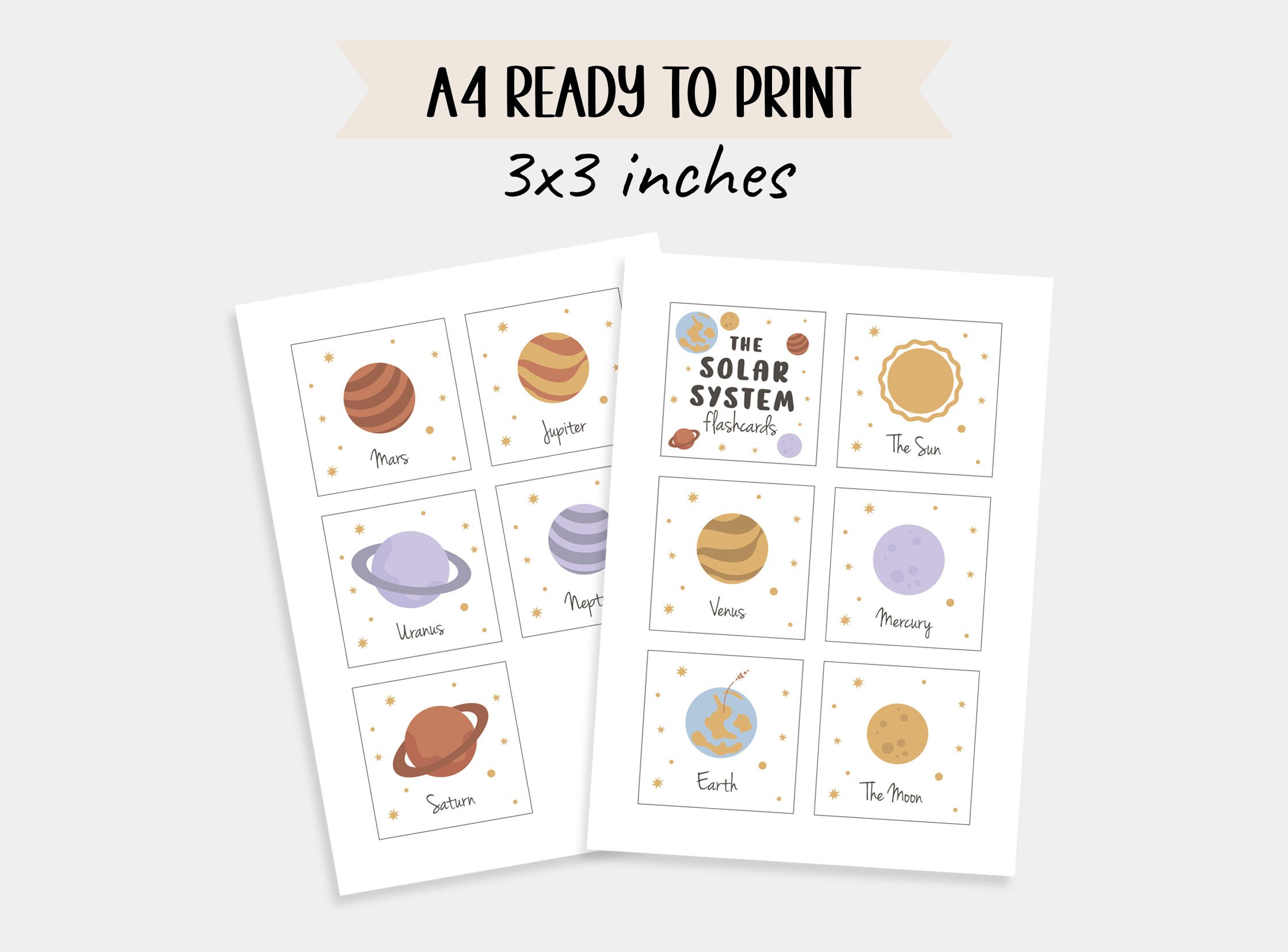 Solar System Flashcards & Poster Preschool Space Flash Cards Science ...