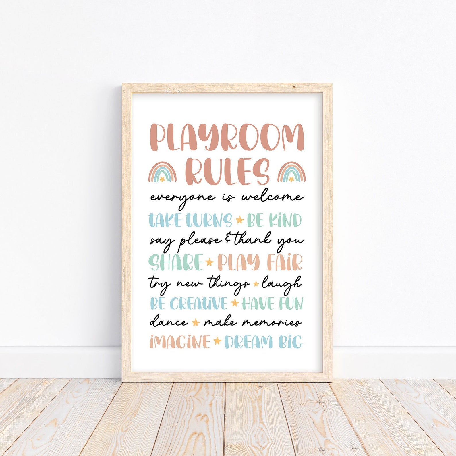 Boho Playroom Rules Poster | Pastel Nursery Decor | Homeschool ...