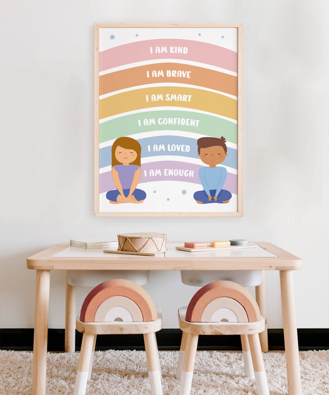 Affirmations for Kids I Am Loved Wall Art Motivational Poster Positive ...