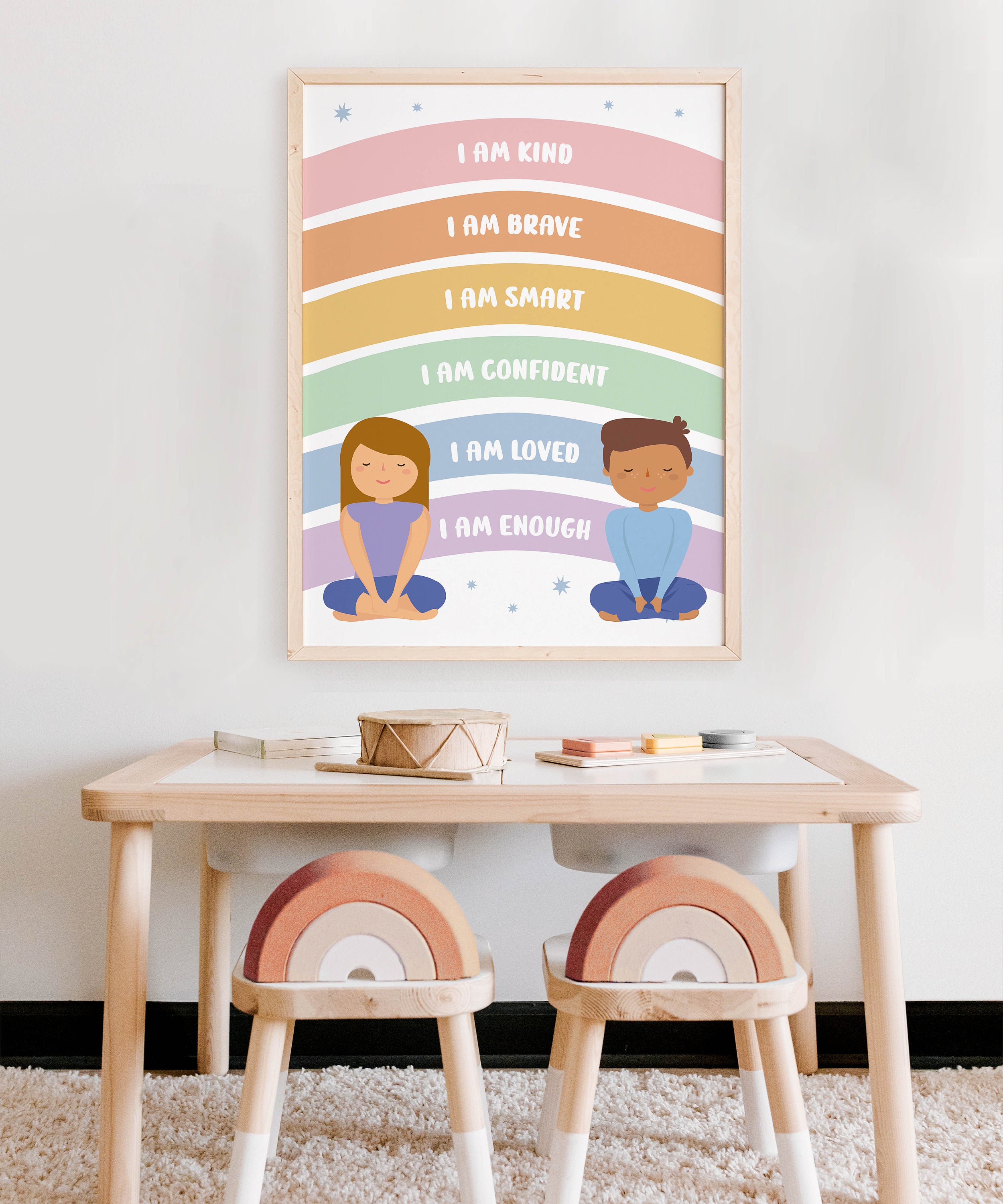 Affirmations for Kids I Am Loved Wall Art Motivational Poster Positive ...