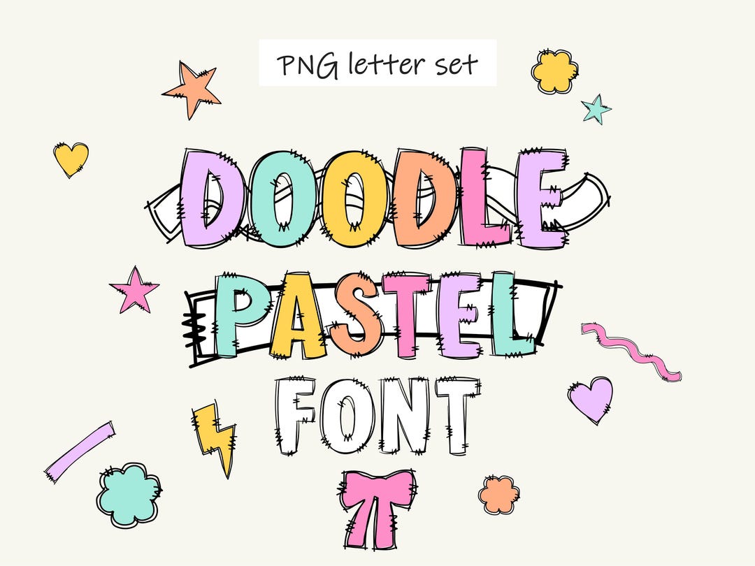 Doodle Pastel Handwritten Font | Highlighter Letter Set PNG | Colorful ...