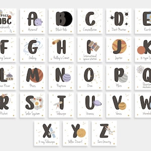 26 Outer Space Alphabet Flashcards | Preschool Flash Cards | Science ...