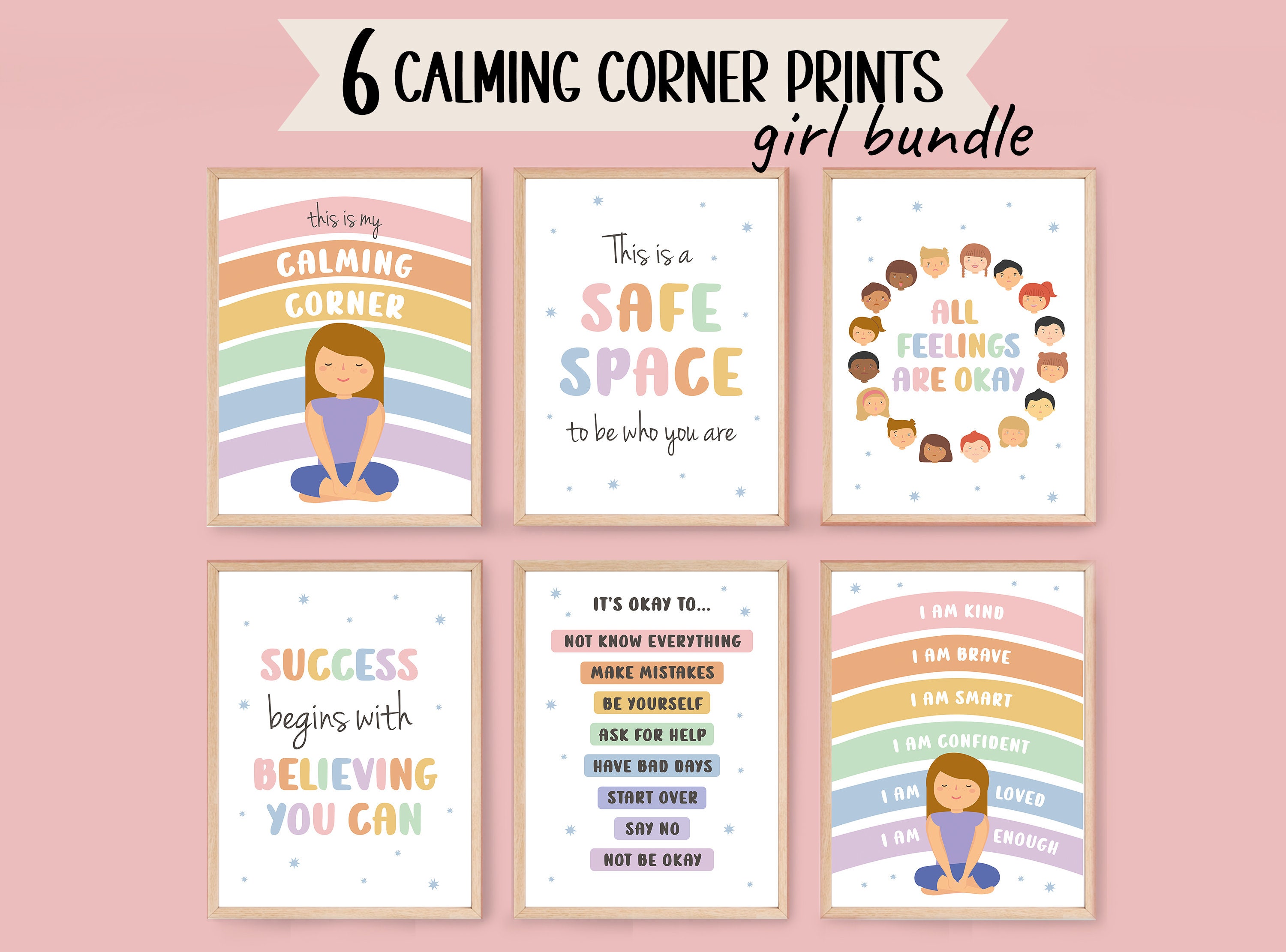 Calm Down Corner Bundle for Girls Affirmations Poster Montessori ...