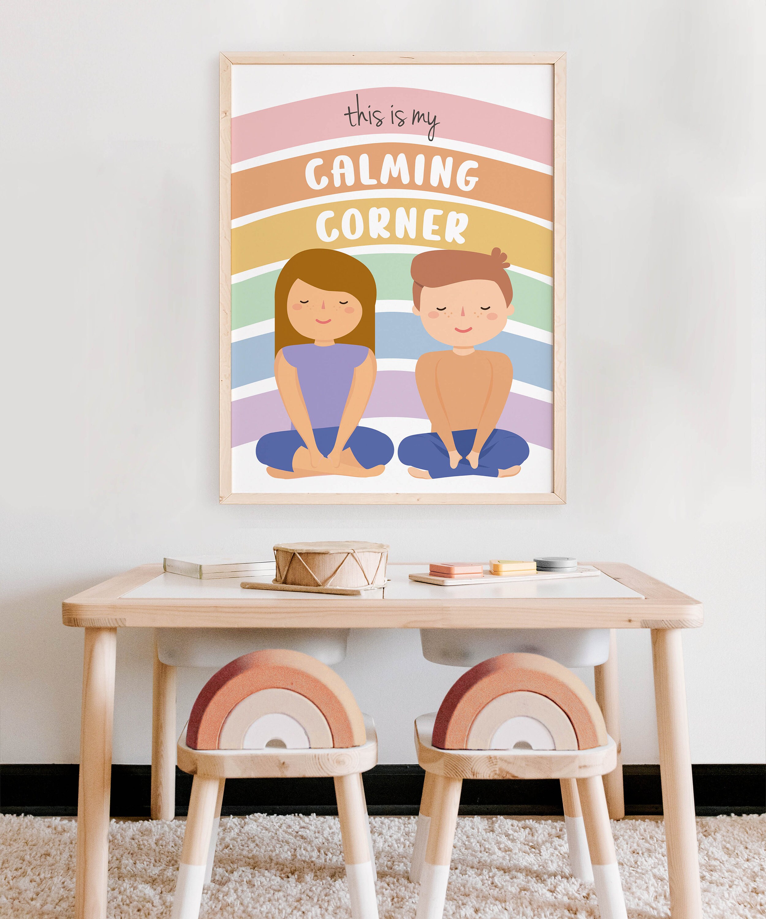 Calm Corner Sign Rainbow Classroom Decor Therapist Office Wall Art ...