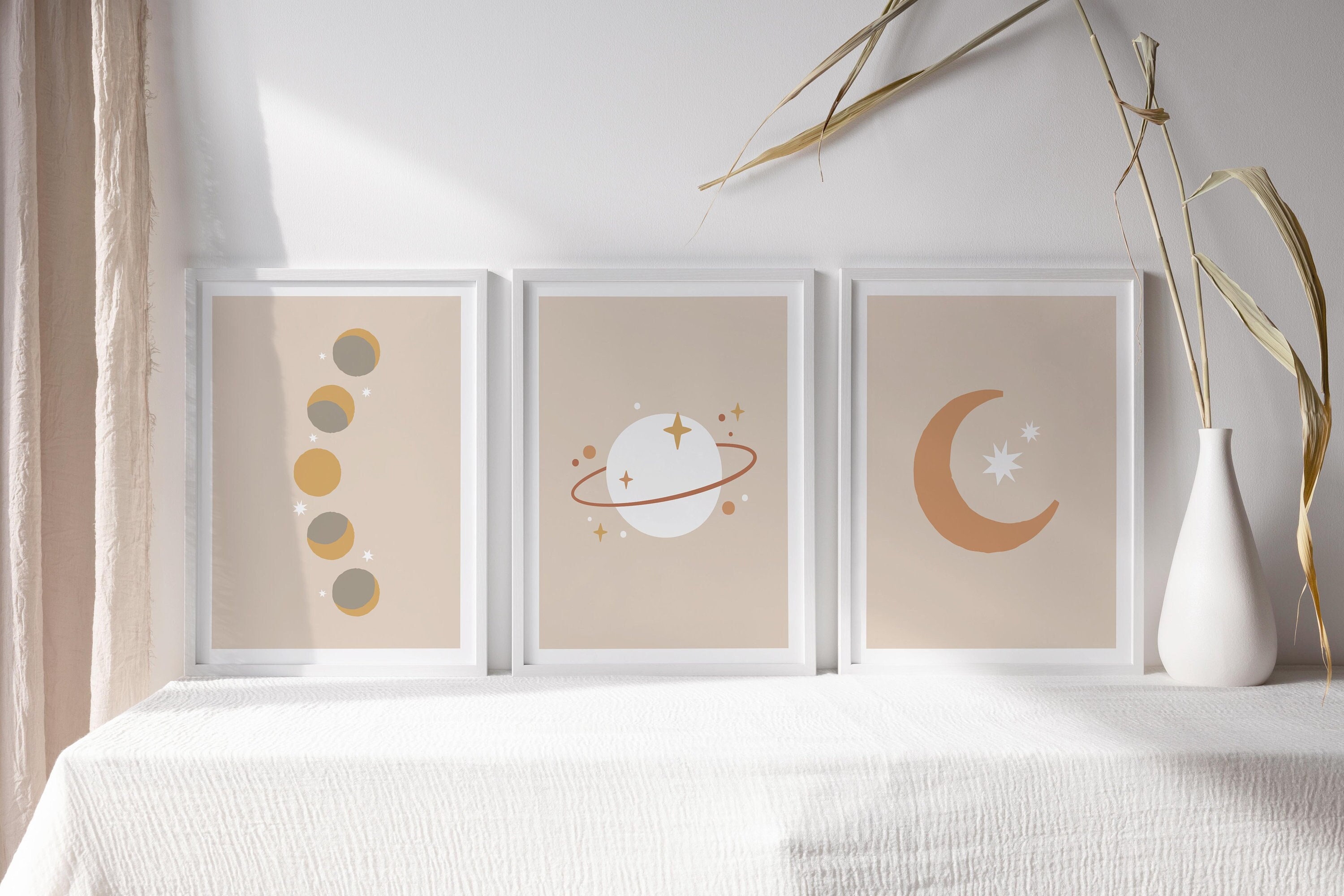 Boho Celestial Prints Bundle Set of 3 Minimalist Night Sky Posters ...