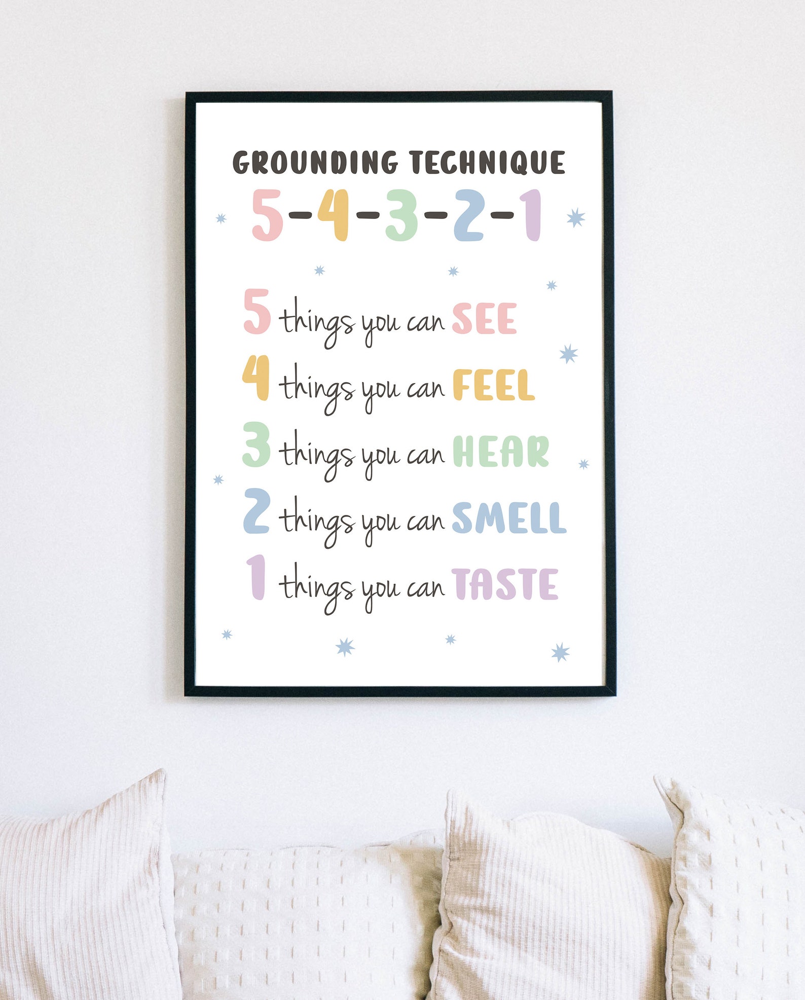 Grounding Techniques Poster 5 4 3 2 1 Print Therapy Office Decor ...