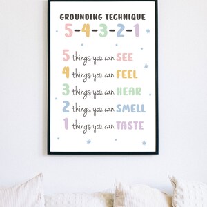 Grounding Techniques Poster 5 4 3 2 1 Print Therapy Office Decor ...