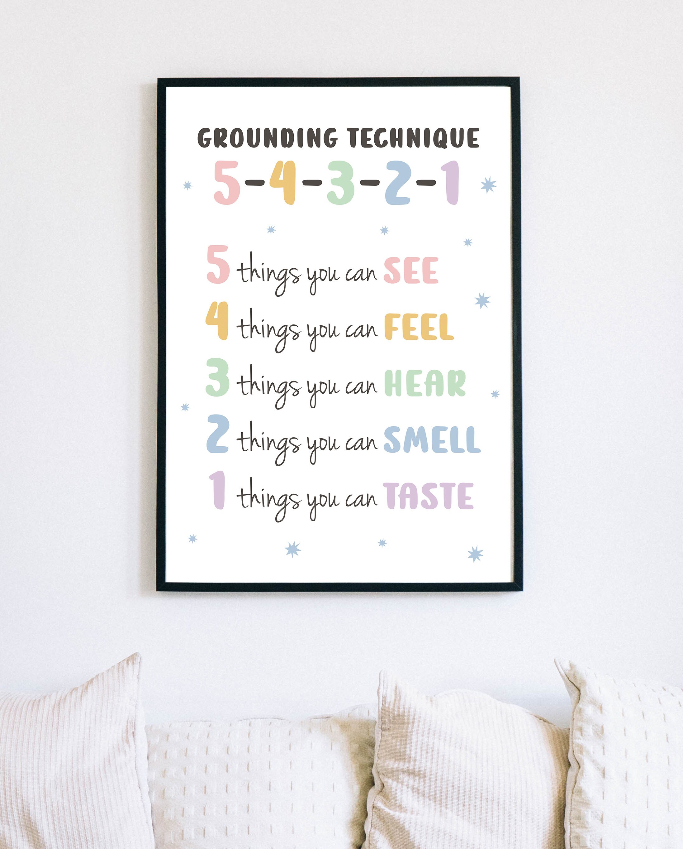 Grounding Techniques Poster 5 4 3 2 1 Print Therapy Office Decor ...