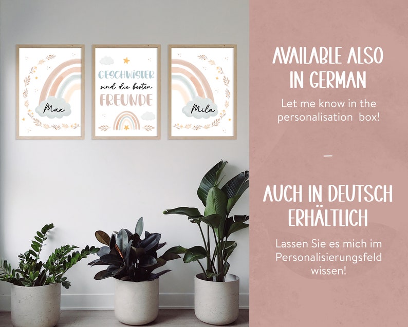 Custom Siblings Shared Room Poster Set | Name Print | Boho Nursery ...