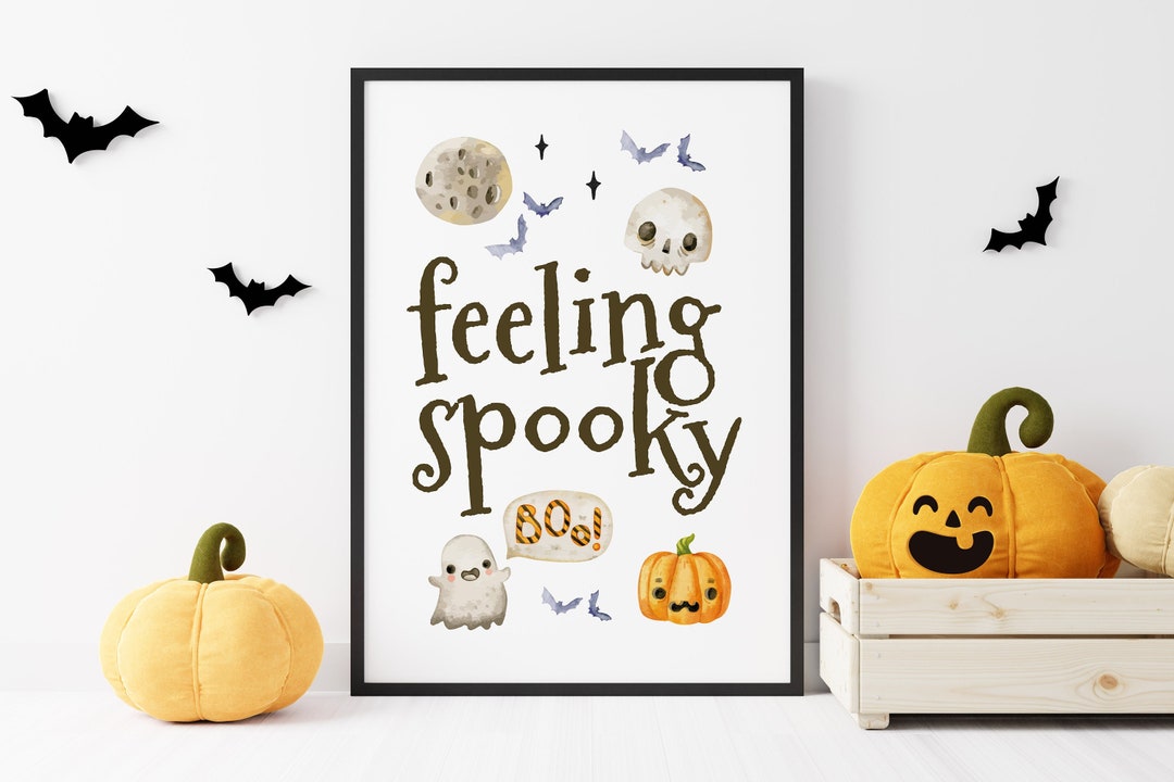 Feeling Spooky Poster Watercolor Kids Halloween Print Cute Halloween ...