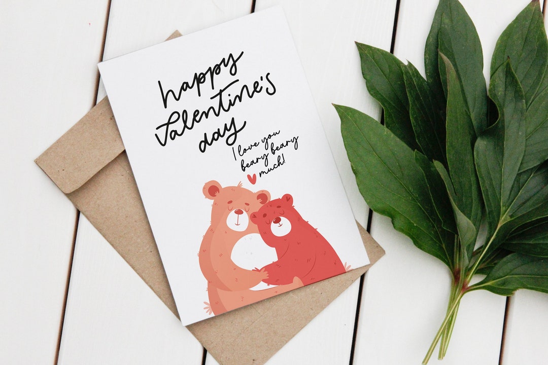 Printable Valentine’s Bears Couple Card | Digital Valentine’s Day Card ...