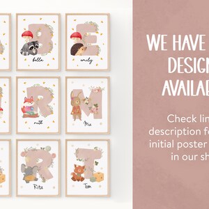 Custom Teddy Bear Name Initial Poster | Personalized Nursery Decor ...