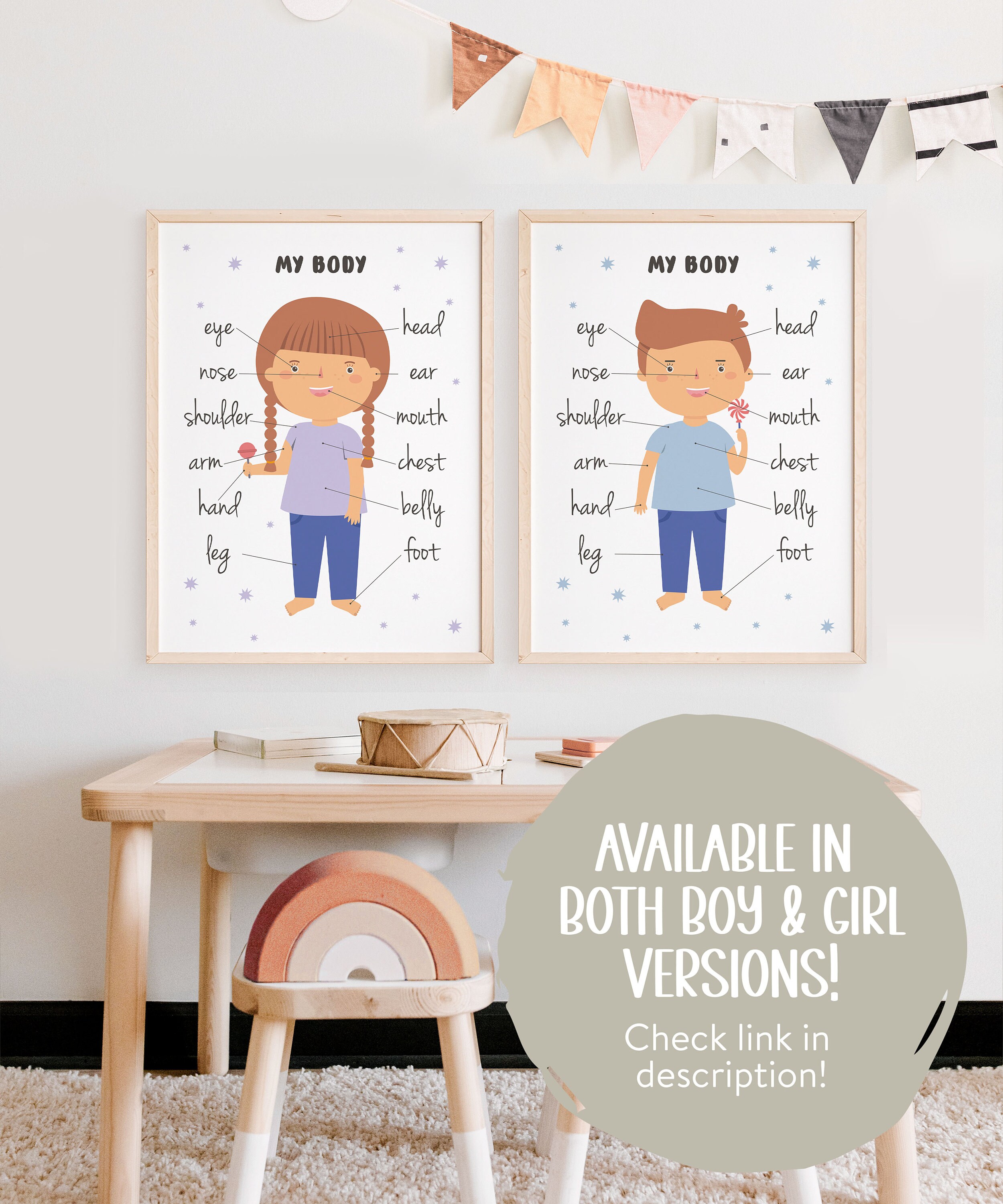 My Body Parts Poster Montessori Homeschool Educational Poster for Girls ...