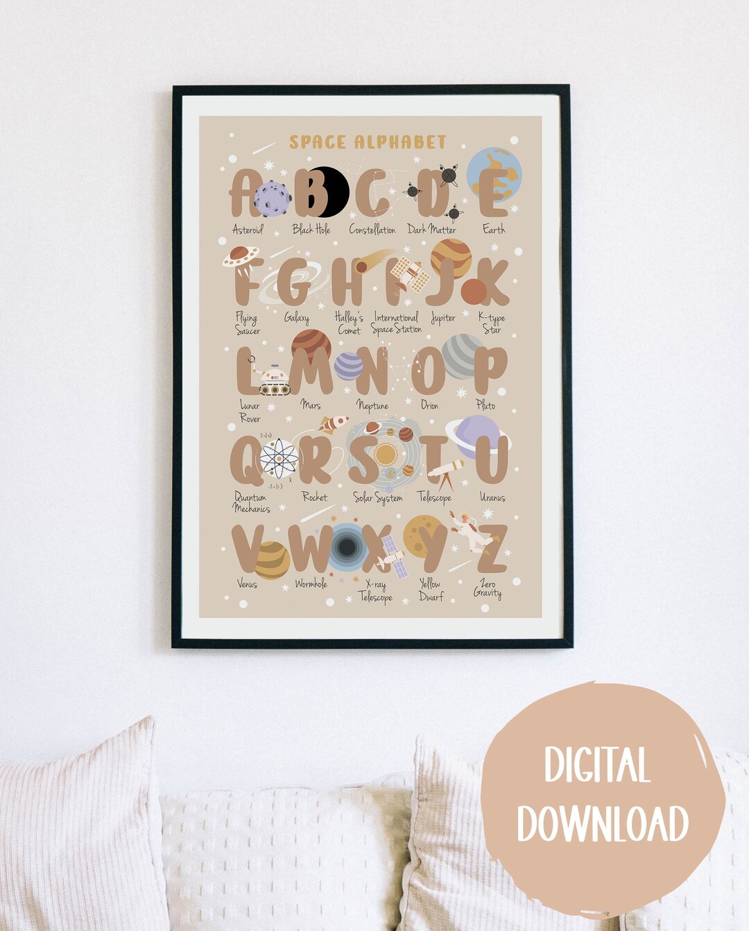 Space Alphabet Classroom Print Learn the ABC Preschool - Etsy