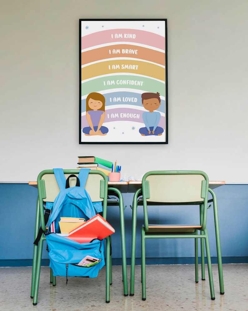 Affirmations for Kids I Am Loved Wall Art Motivational Poster Positive ...