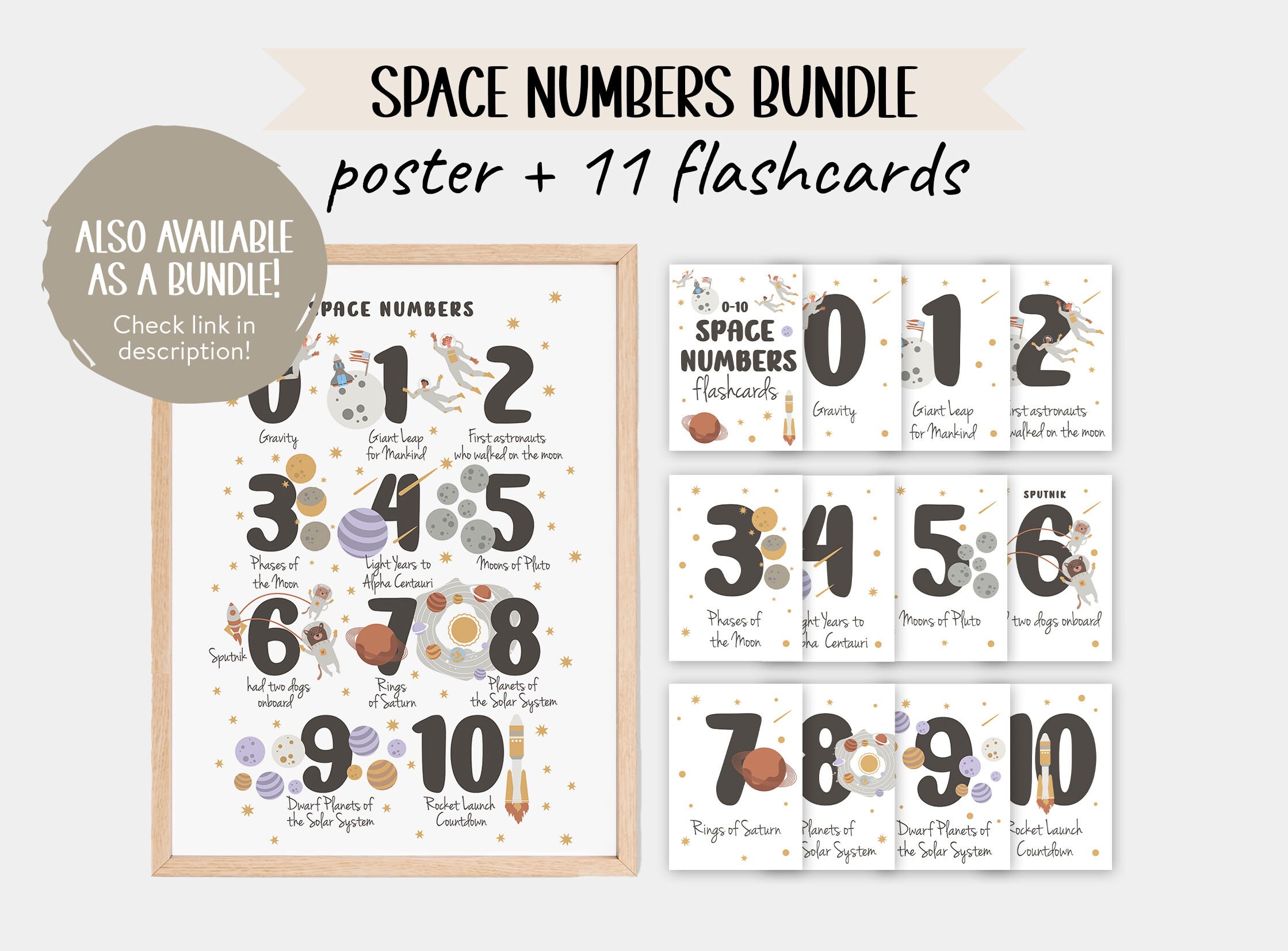 11 Outer Space Numbers Flashcards Preschool Flash Cards - Etsy