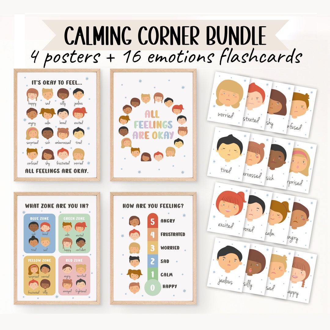 Emotions Flashcards & Posters Bundle | School Counselor Office | Mental ...