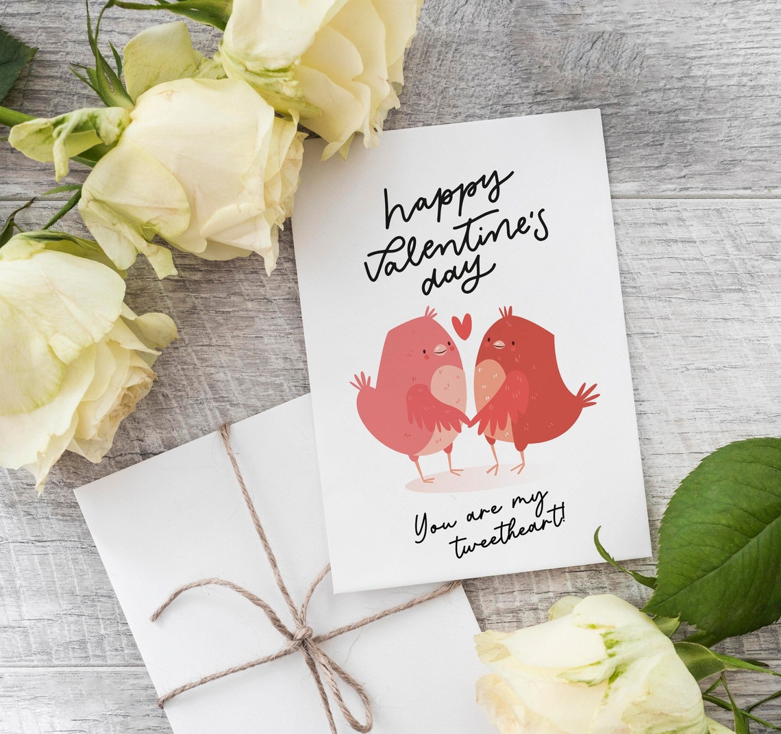Printable Valentine’s Birds Couple Card | Digital Valentine’s Day Card ...