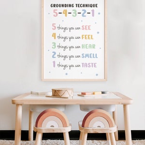 Grounding Techniques Poster 5 4 3 2 1 Print Therapy Office Decor ...