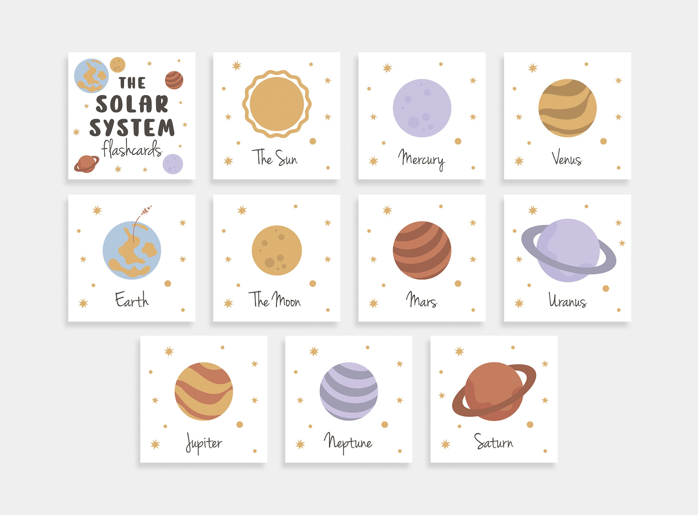 Solar System Flashcards & Poster Preschool Space Flash Cards Science ...