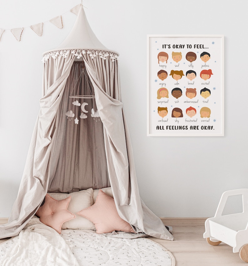 Feelings Chart My Emotions Poster Calming Corner Montessori Homeschool ...