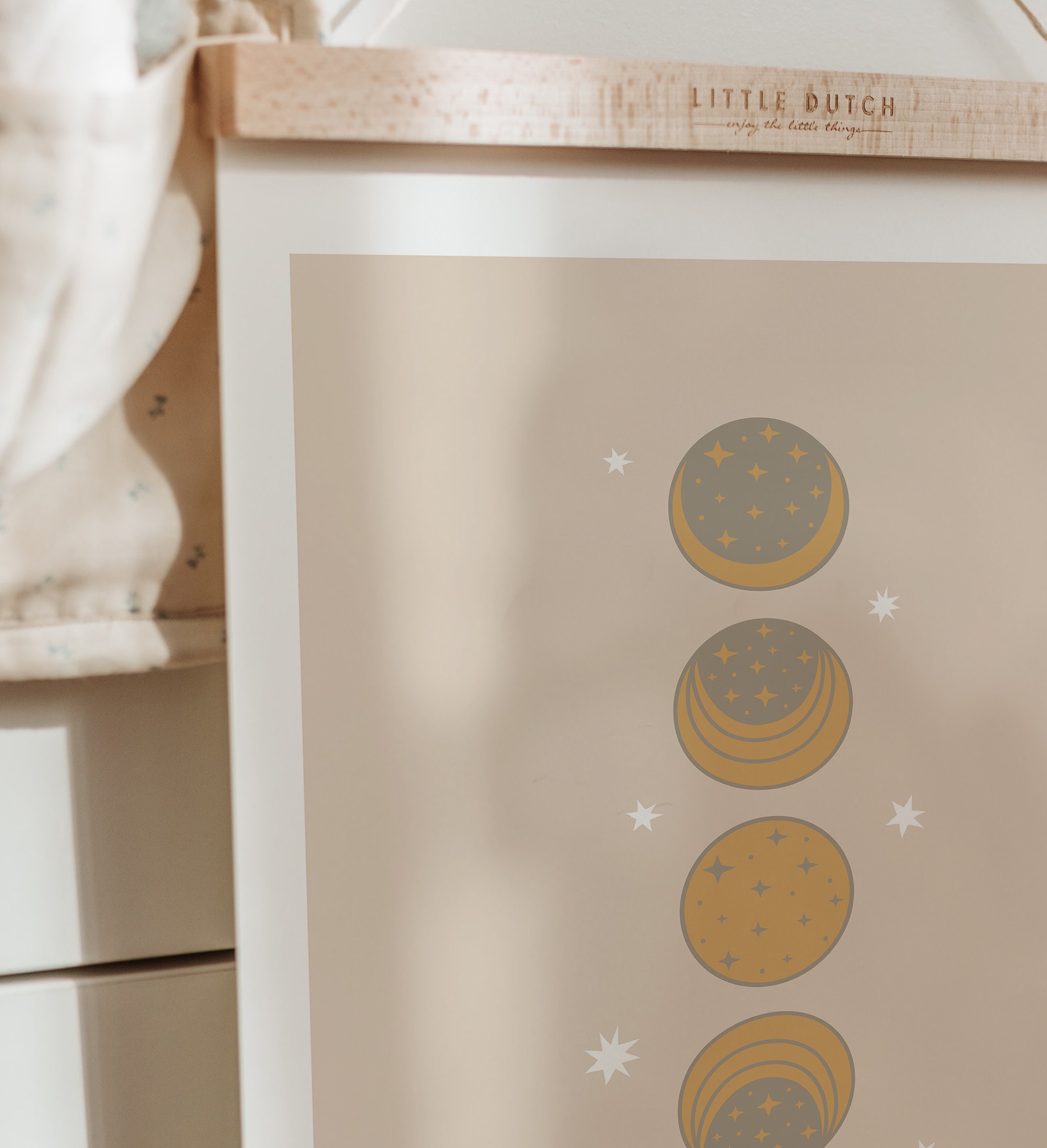 Moon Phases Poster Nursery Print Gender Neutral Cute Bedroom Muted ...