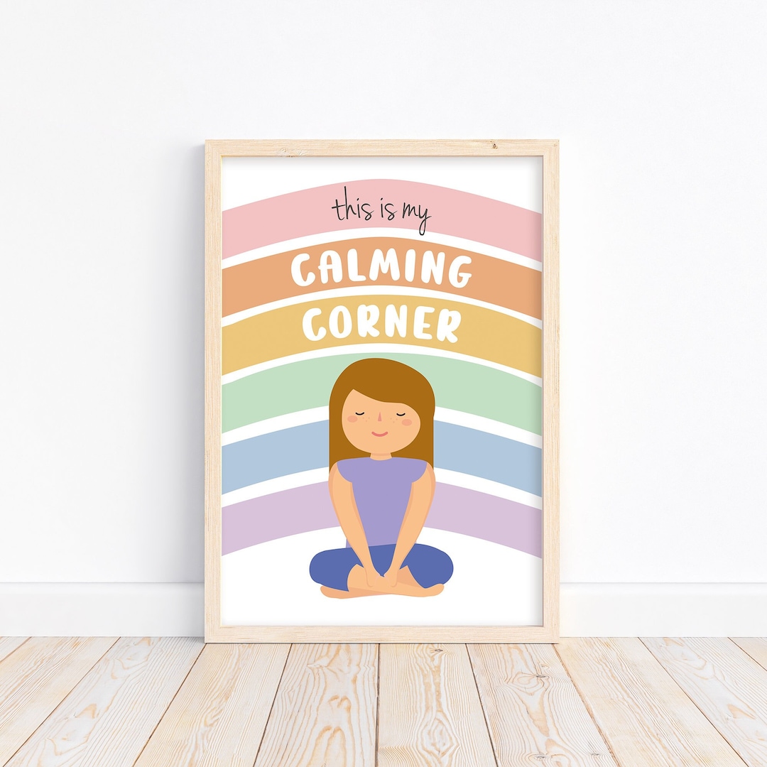 Calm Corner Sign | Rainbow Classroom Decor | Therapist Office Wall Art ...