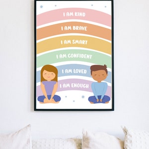 Affirmations for Kids | I Am Loved Wall Art | Motivational Poster ...