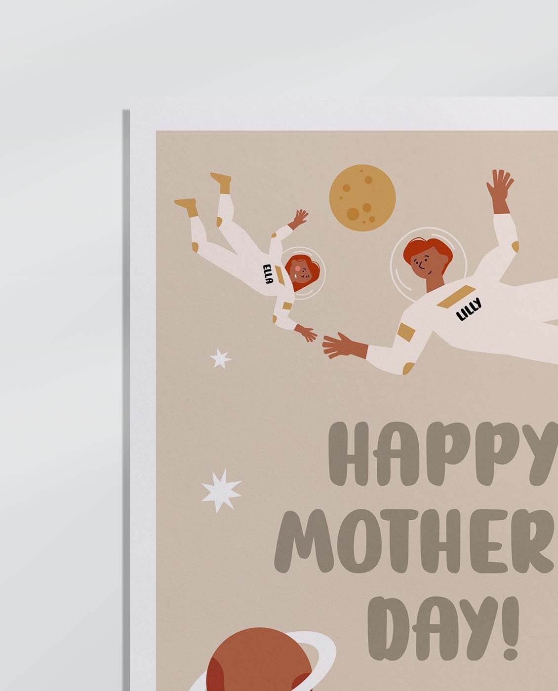 Personalized Space Themed Mothers Day Card Astronaut Family Custom ...