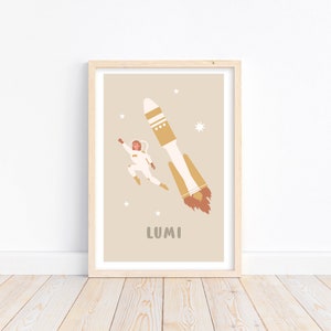 Custom Space Girl Astronaut Poster Set | Personalized Name Print ...