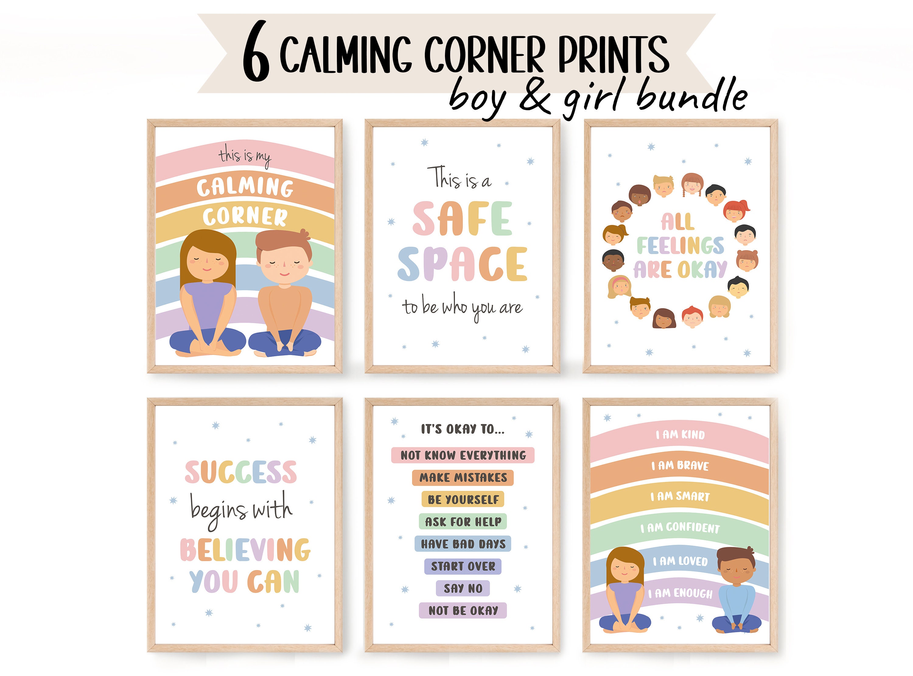 Calm Down Corner Bundle for Kids | Affirmations Poster | Montessori ...