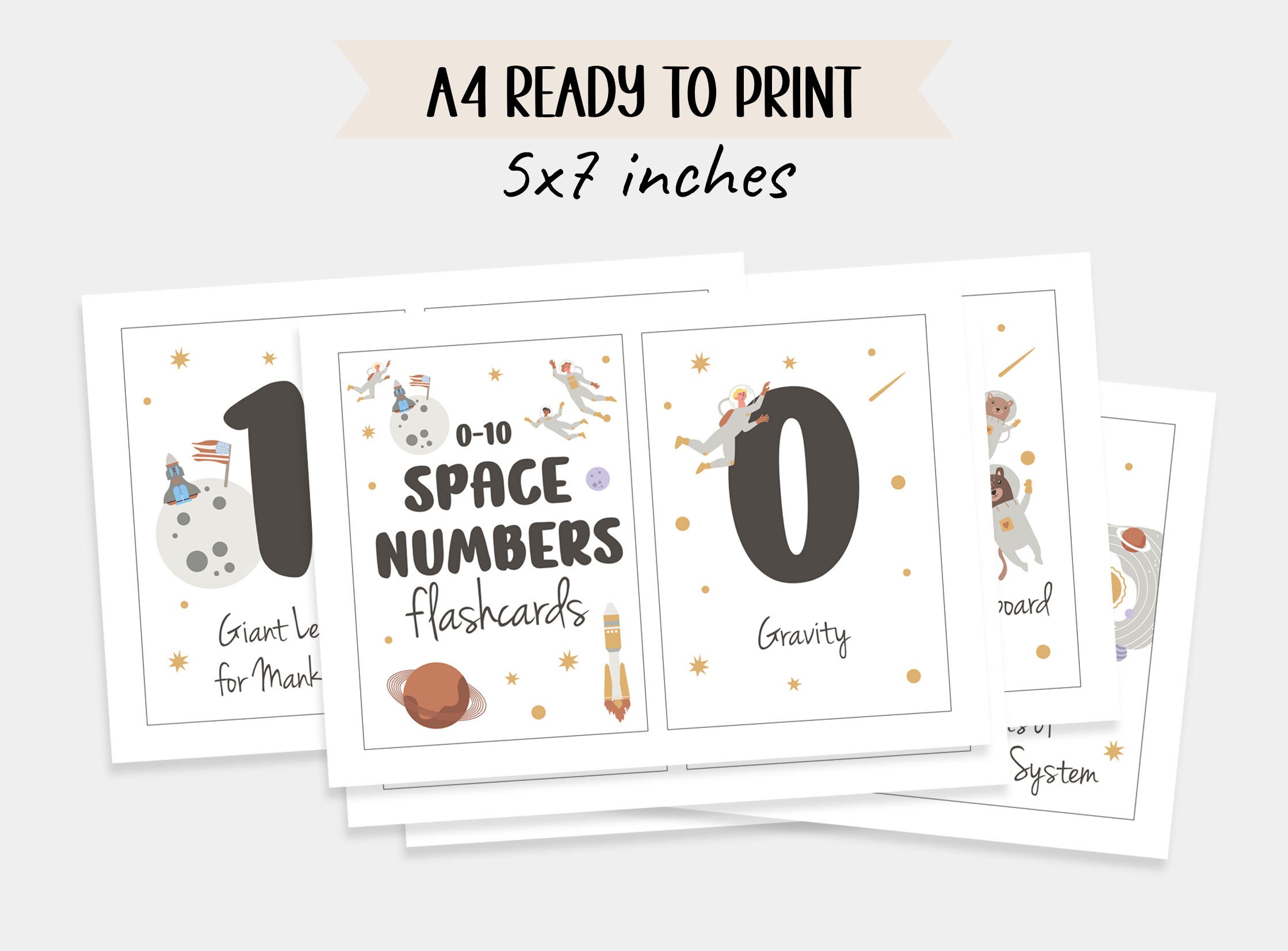 Outer Space Numbers Flashcards & Poster Preschool Flash Cards Science ...