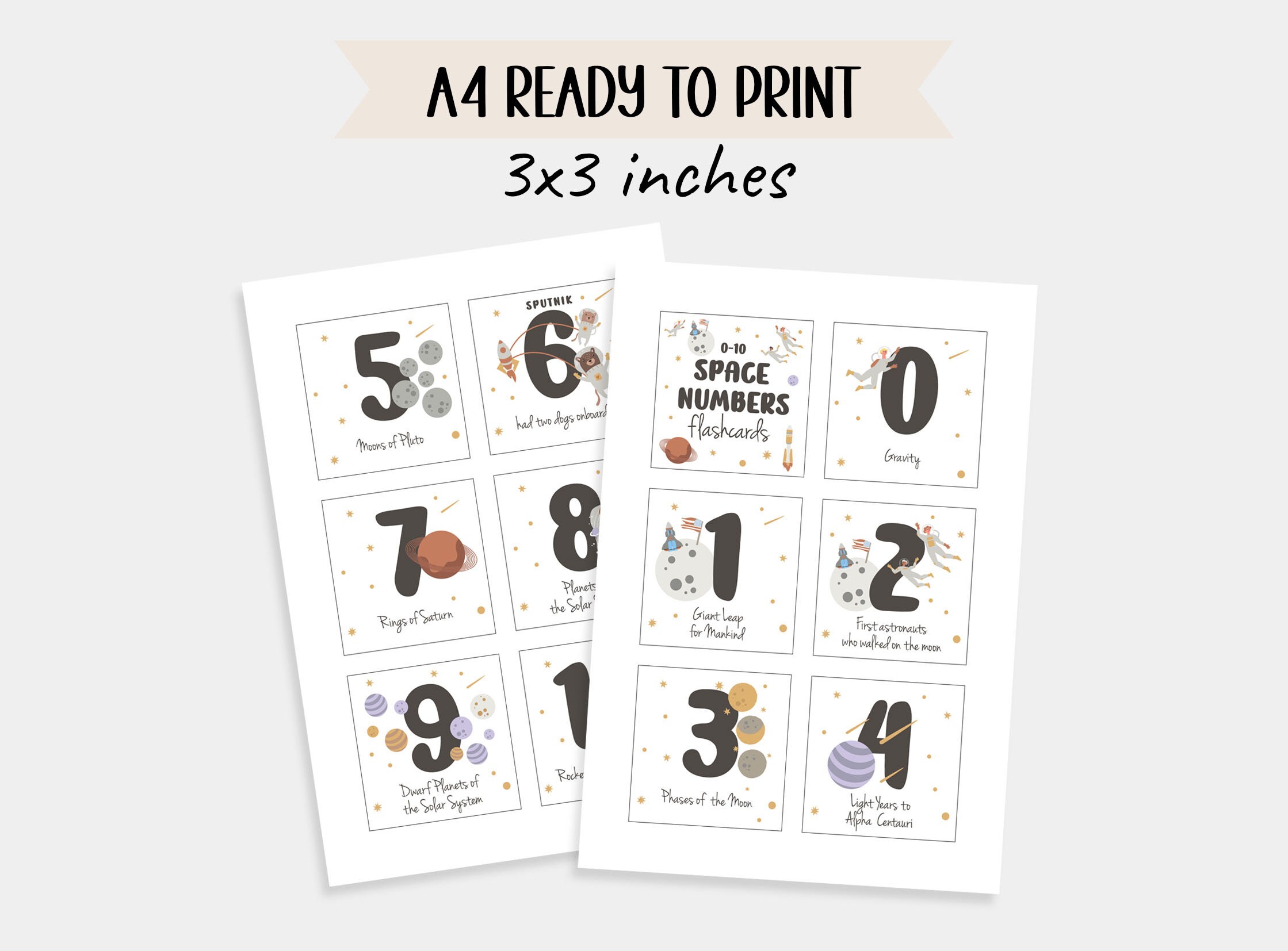 11 Outer Space Numbers Flashcards | Preschool Flash Cards | Science for ...