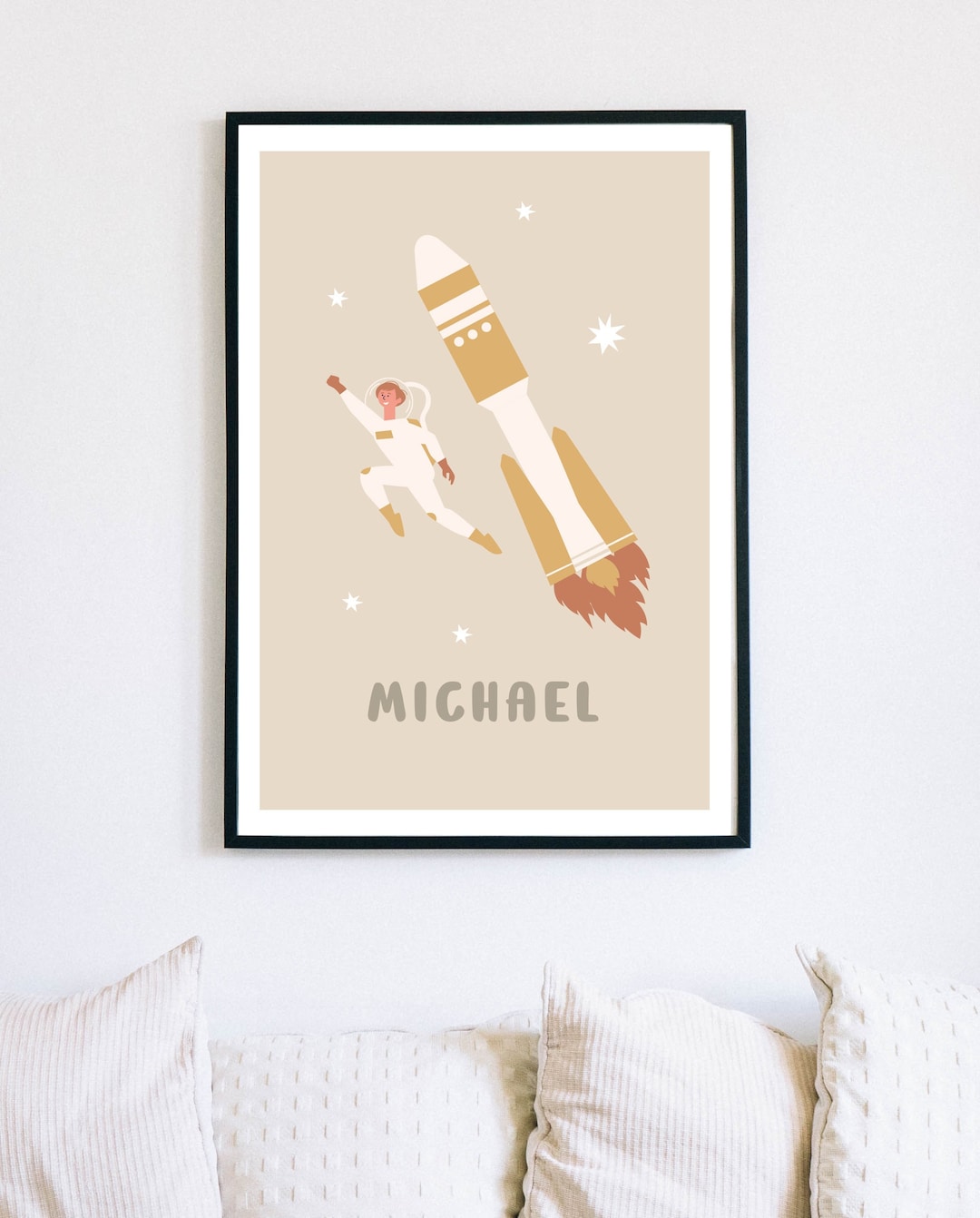 Space Boy Name Poster Custom Outer Space Nursery Print Framed Boys ...