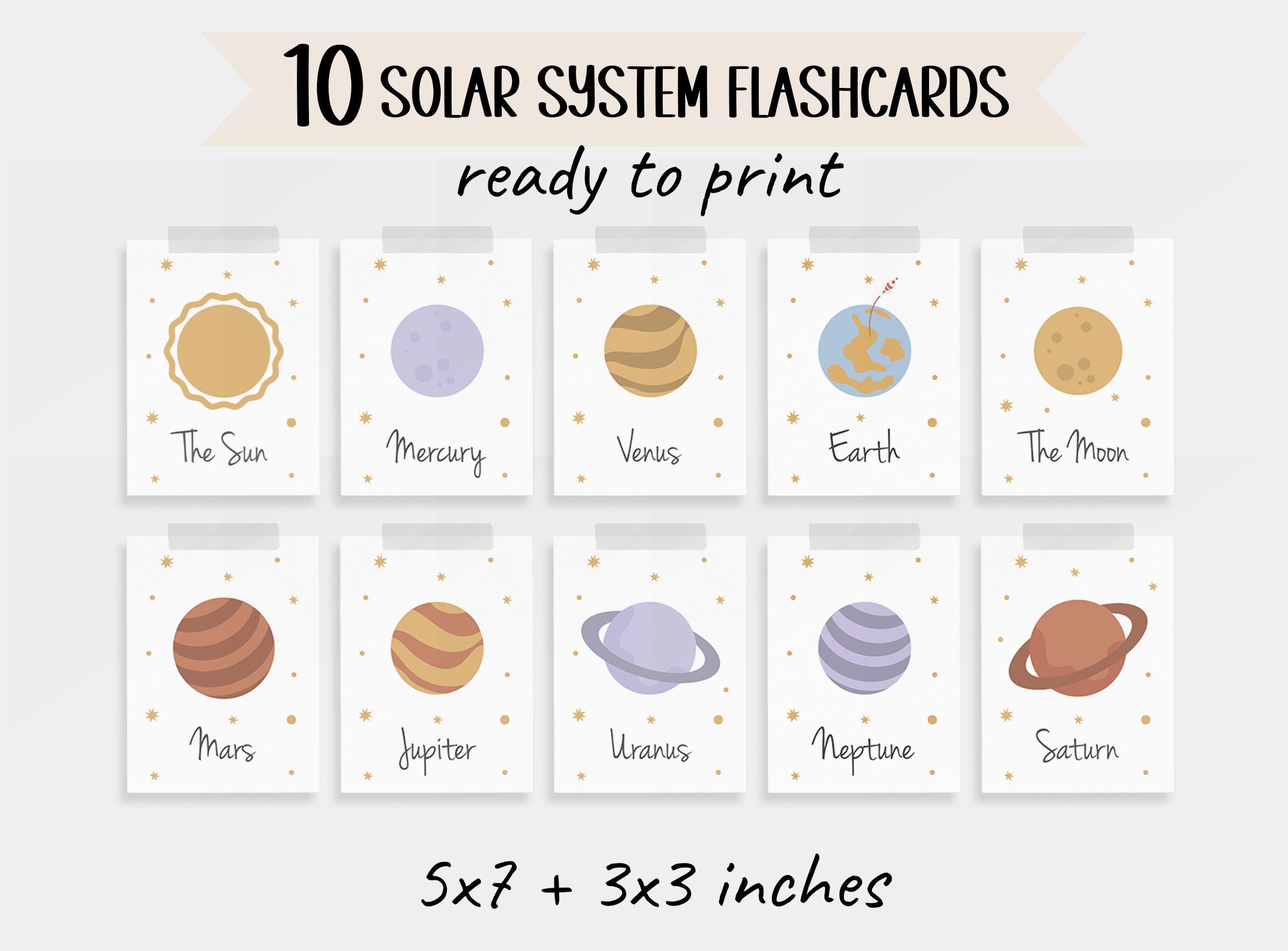 Solar System Flashcards & Poster Preschool Space Flash Cards Science ...