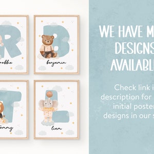 Custom Teddy Bear Name Initial Poster | Personalized Nursery Decor ...