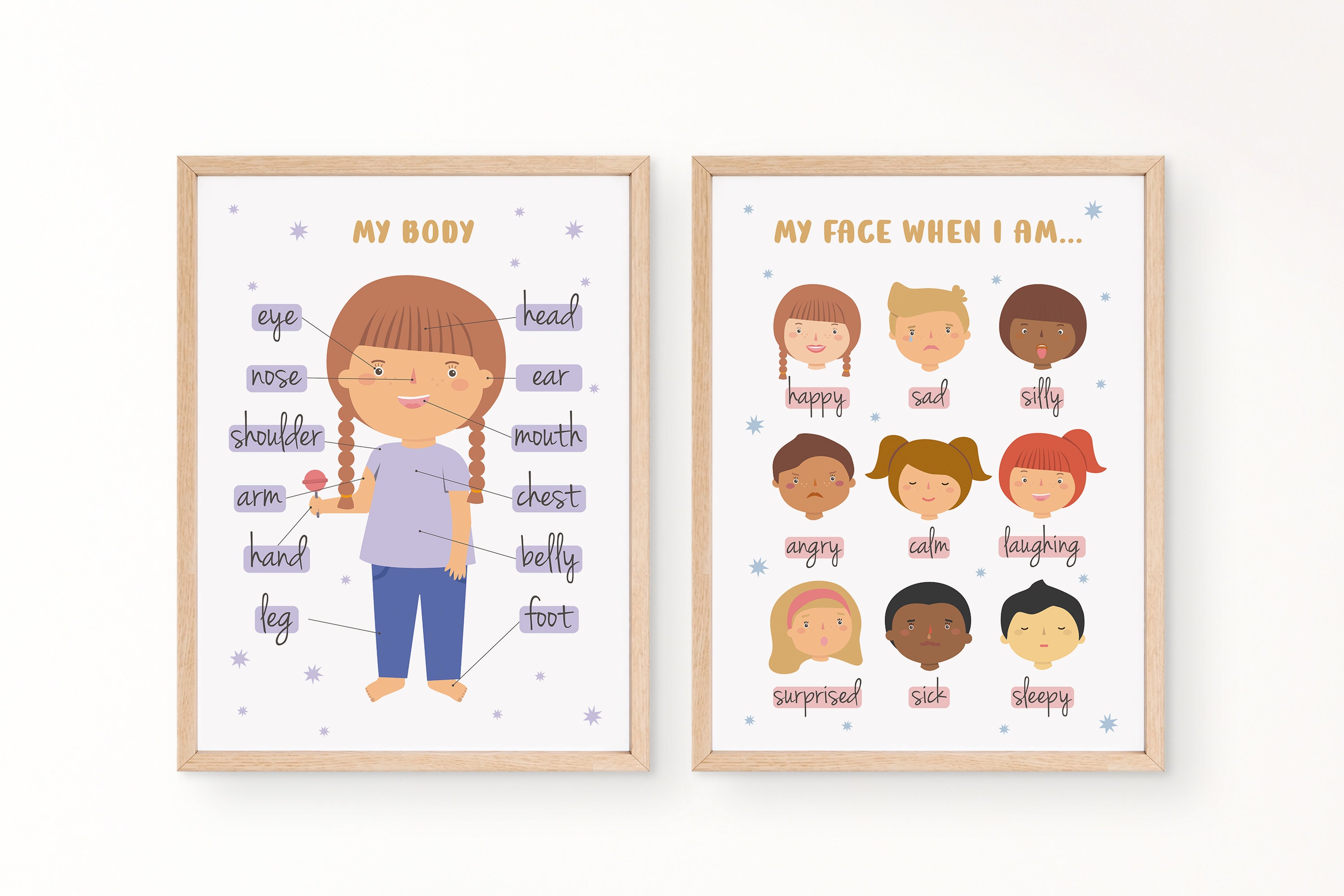 Girl's My Body Parts Educational Poster Set | Montessori Human Anatomy ...