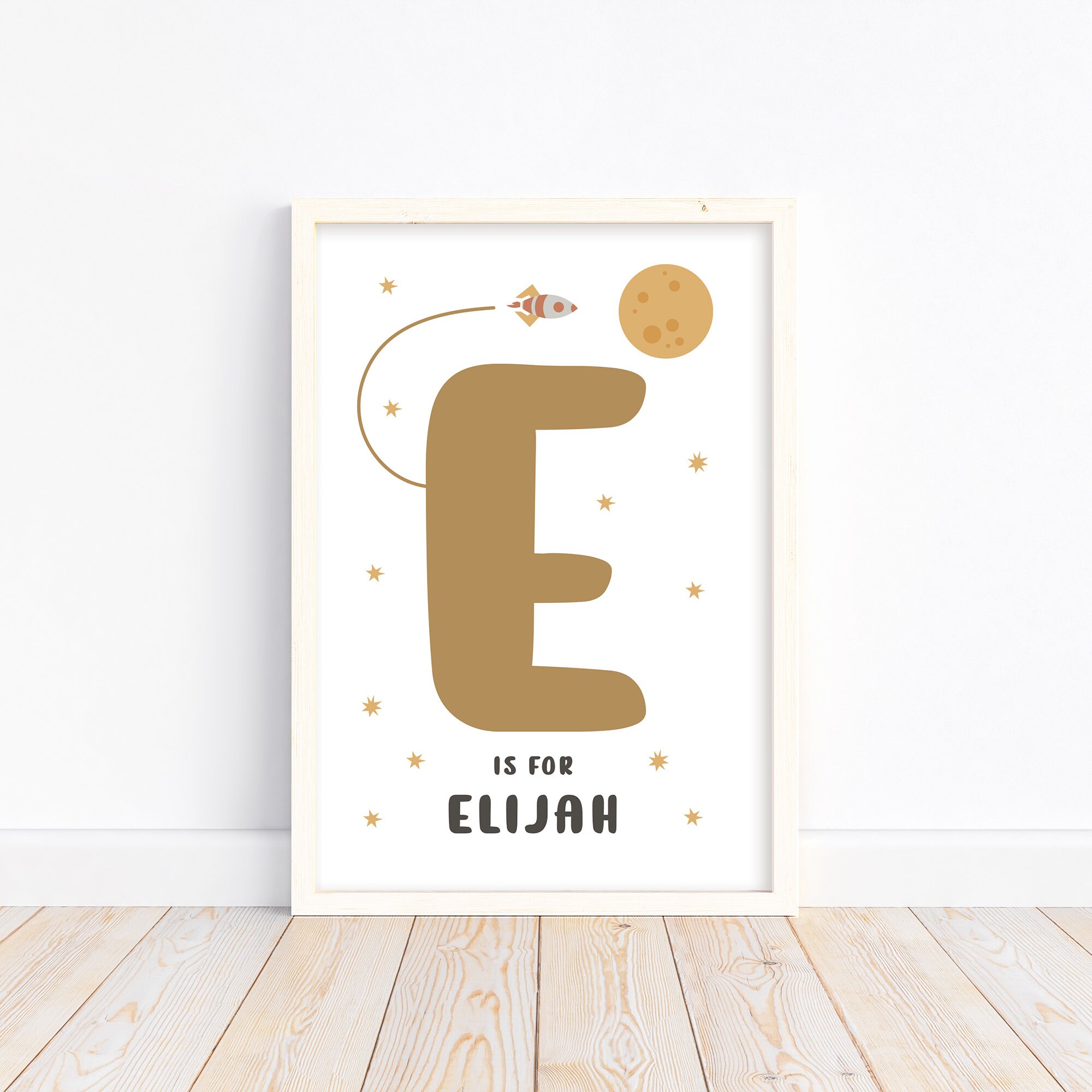 Space Name Initial Poster Set Alphabet & Solar System Prints ...