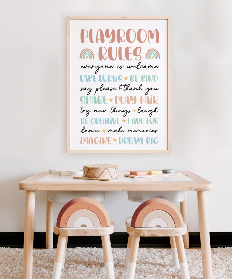 Boho Playroom Rules Poster | Pastel Nursery Decor | Homeschool ...