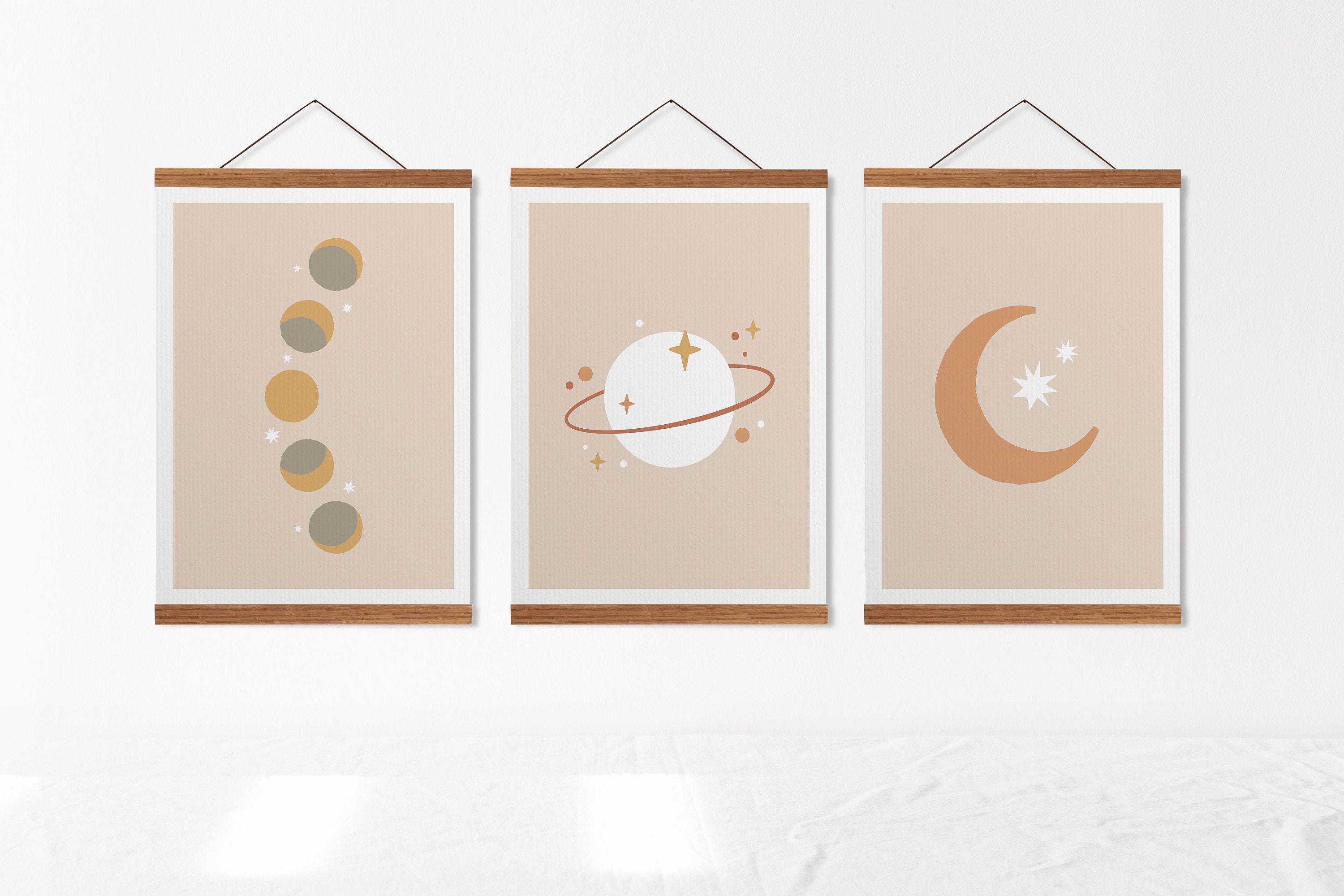 Boho Celestial Prints Bundle Set of 3 Minimalist Night Sky Posters ...