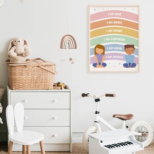 Affirmations for Kids | I Am Loved Wall Art | Motivational Poster ...