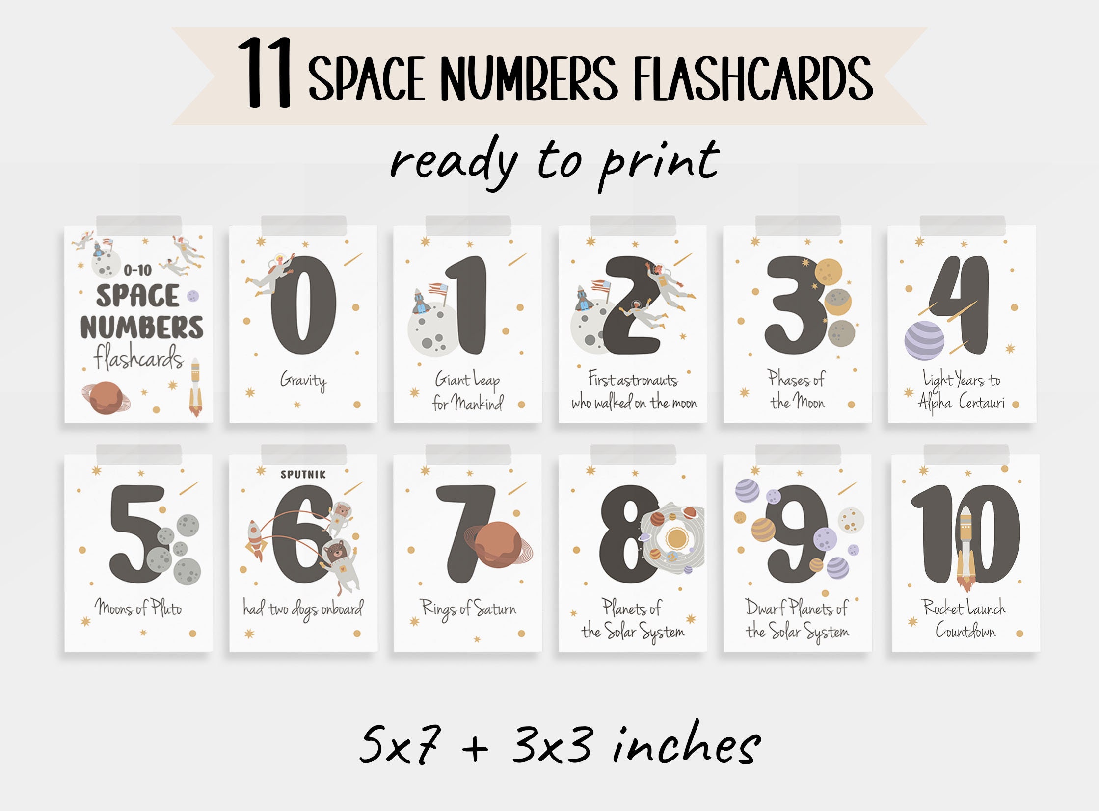 Outer Space Numbers Flashcards & Poster Preschool Flash Cards Science ...