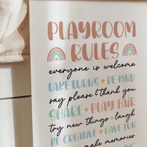 Boho Playroom Rules Poster | Pastel Nursery Decor | Homeschool ...