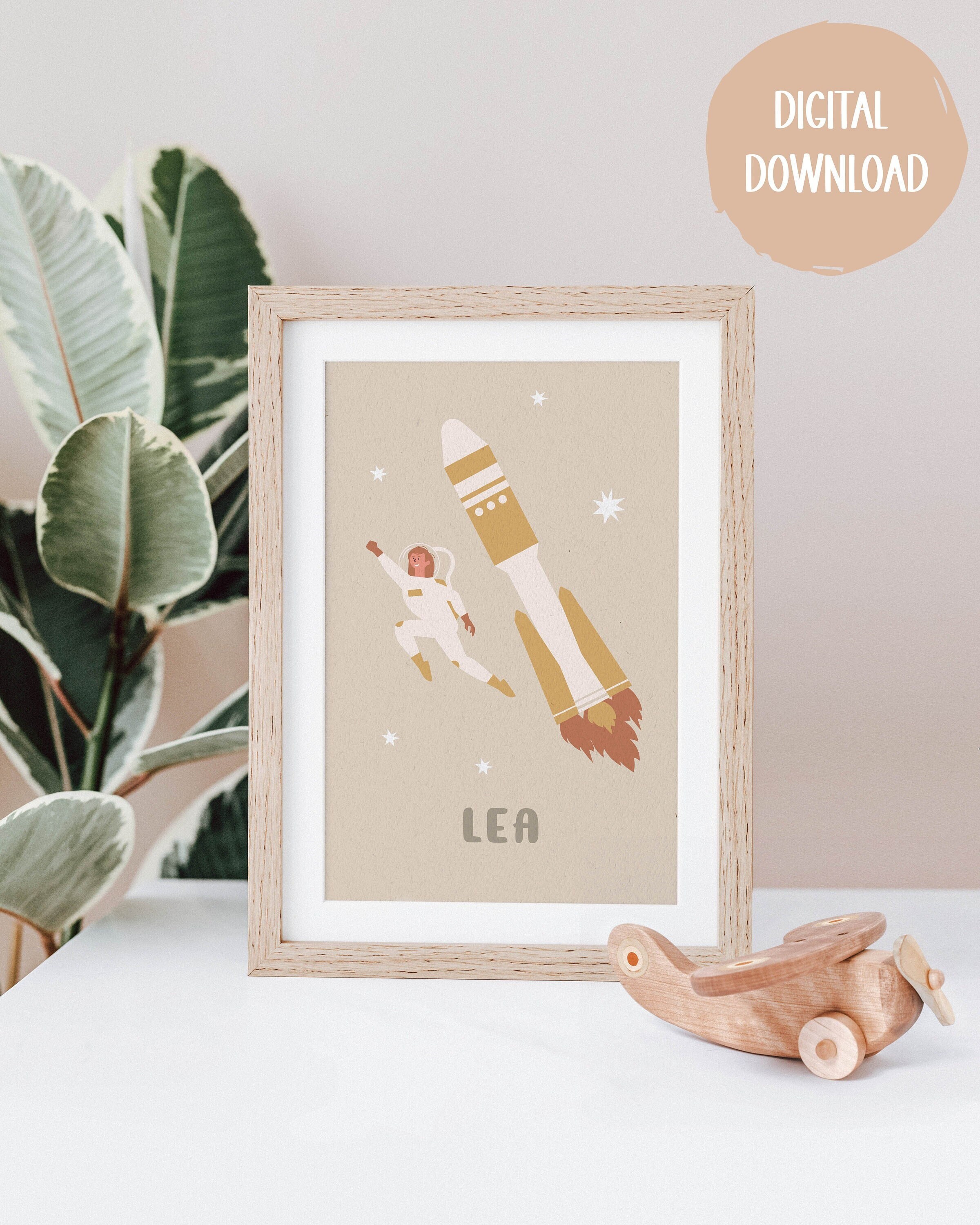 Space Girl Name Poster Custom Outer Space Nursery Print Girl's Bedroom ...