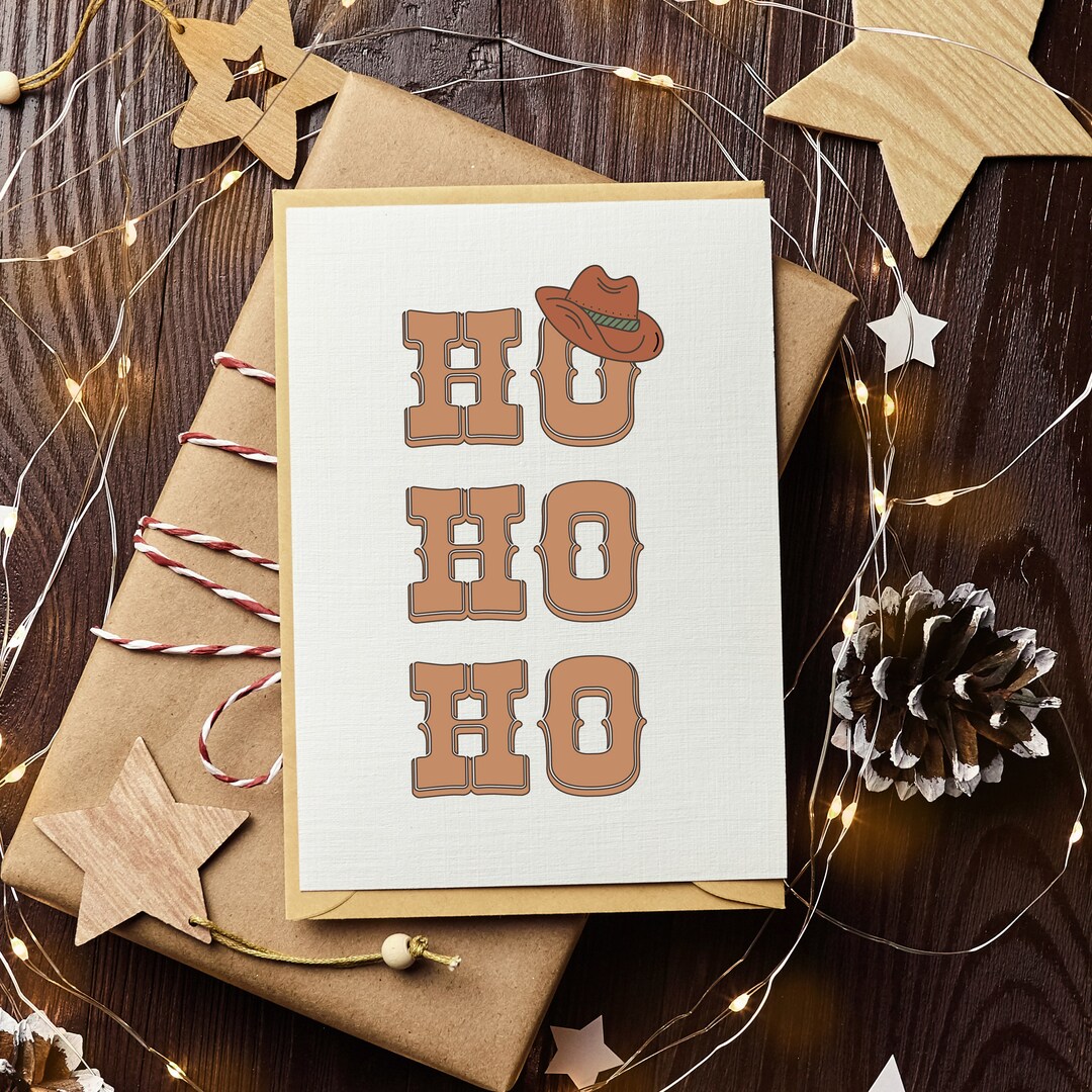 Western Christmas Ho Ho Ho Greeting Card Printable Cowboy - Etsy