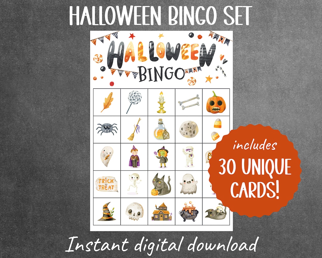 Printable Halloween Bingo for Kids Halloween Party Activity Bingo Cards ...