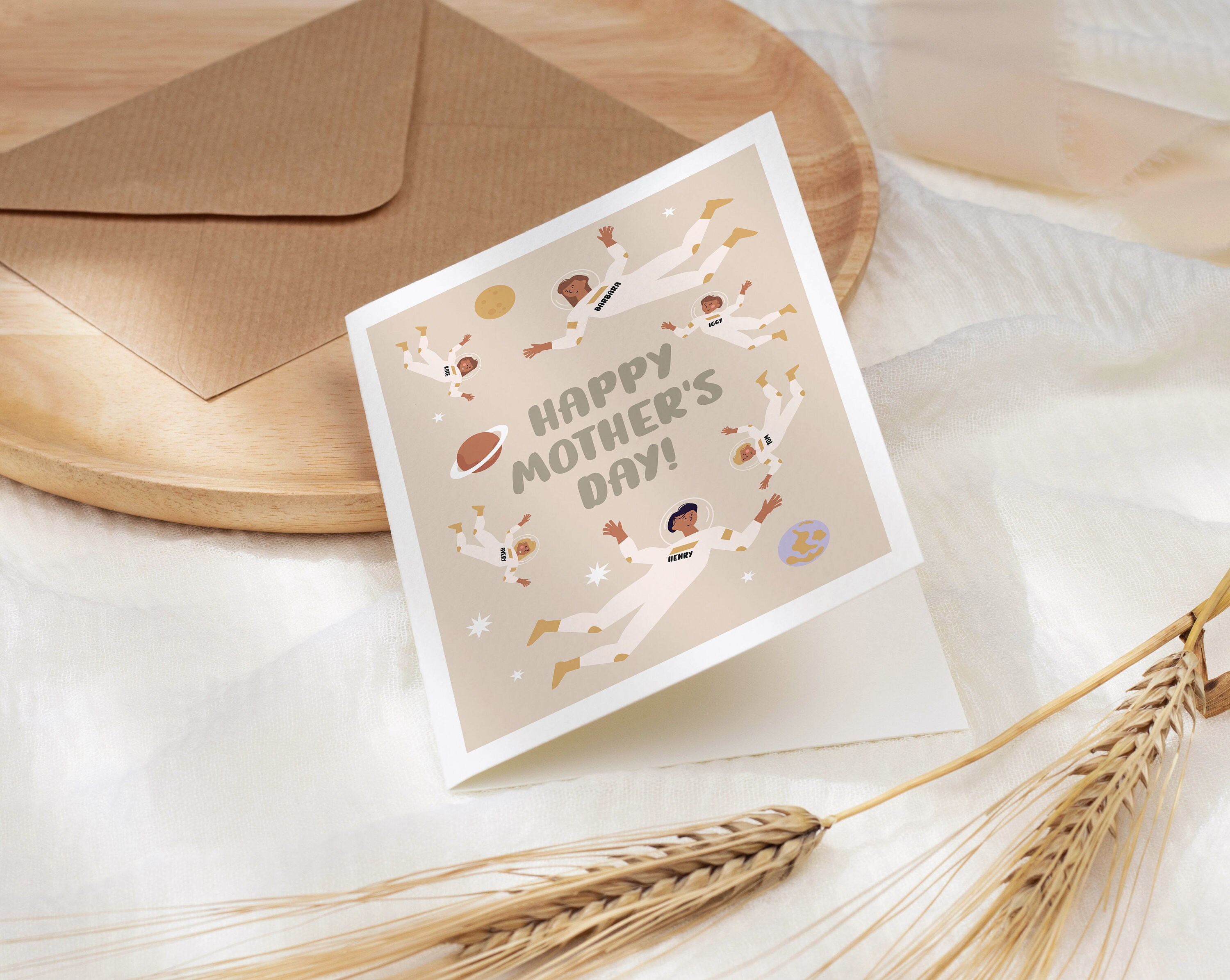 Personalized Space Themed Mothers Day Card Astronaut Family Custom ...