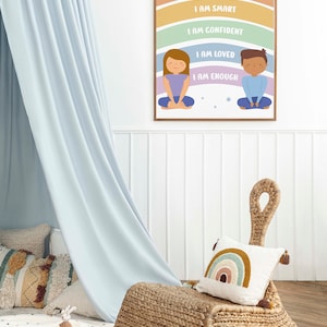 Affirmations for Kids | I Am Loved Wall Art | Motivational Poster ...