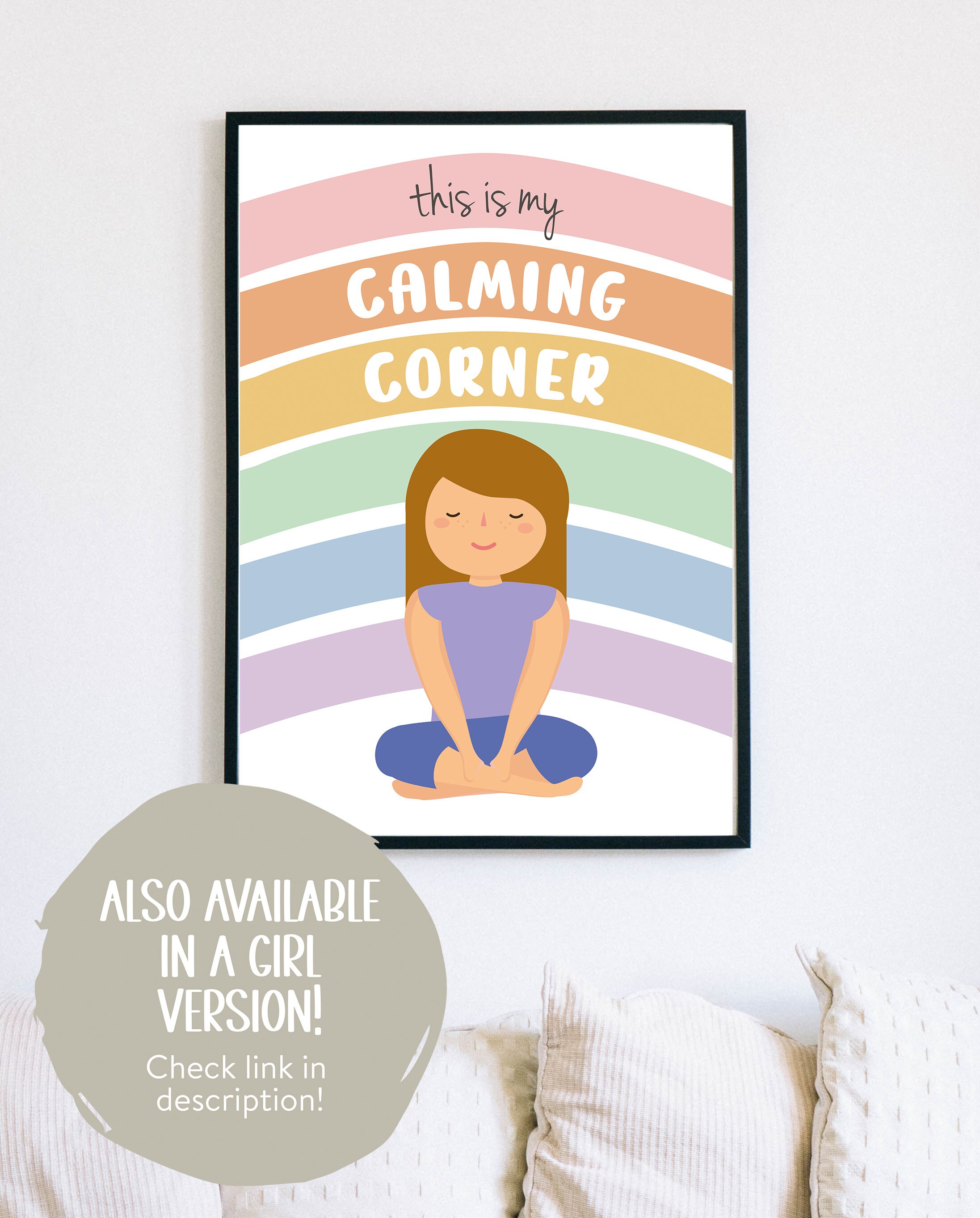 Calm Corner Sign Rainbow Classroom Decor Therapist Office Wall Art ...