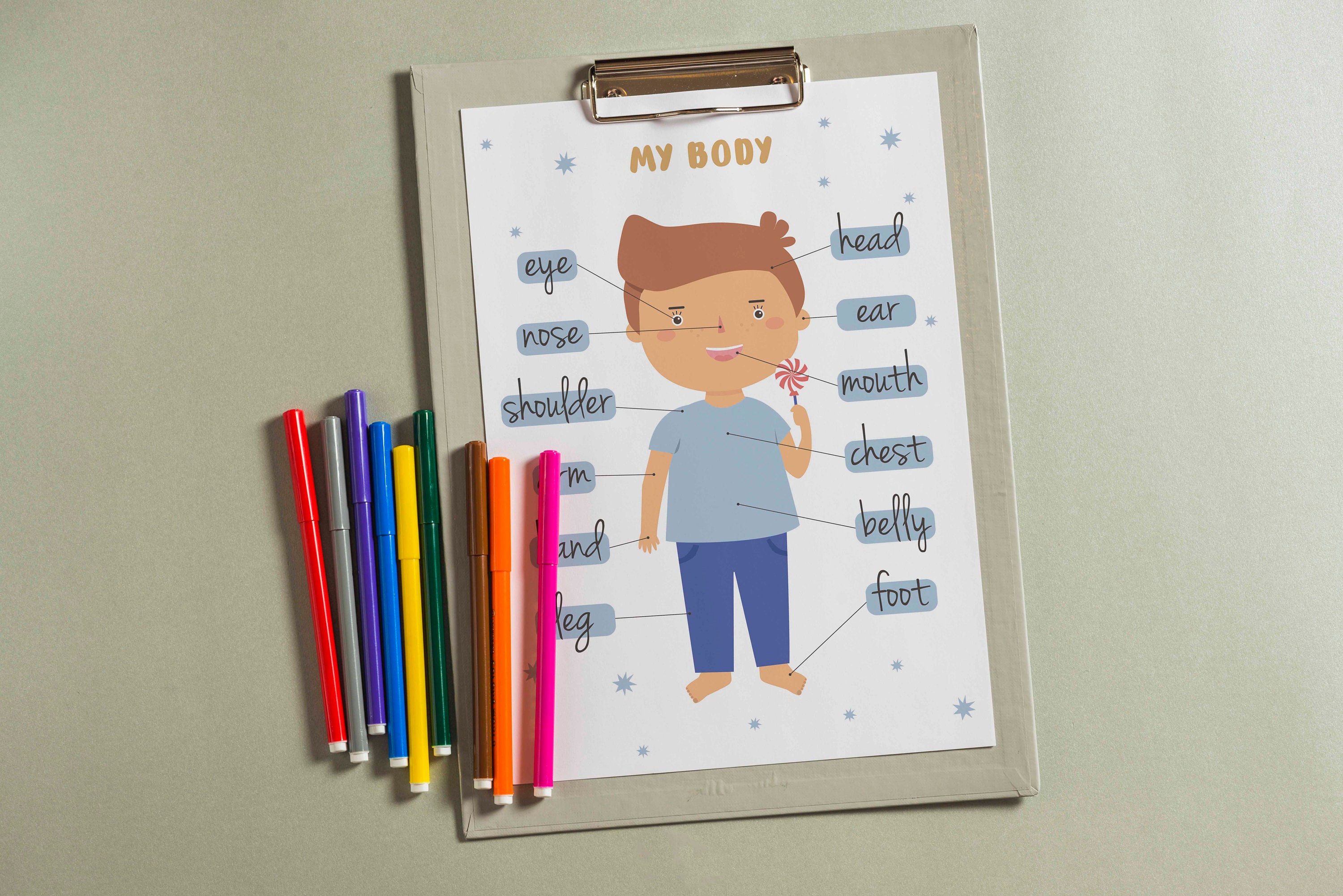 Boy's My Body Parts Educational Poster Set | Montessori Human Anatomy ...